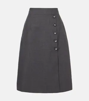 Dolce & Gabbana Virgin Wool Midi Skirt - Grey