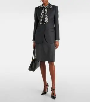 Dolce & Gabbana Virgin Wool Midi Skirt - Grey