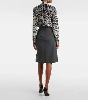 Dolce & Gabbana Virgin Wool Midi Skirt - Grey