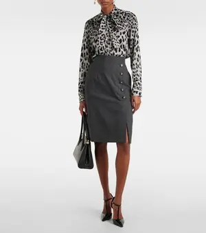 Dolce & Gabbana Virgin Wool Midi Skirt - Grey