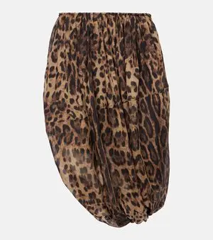 JACQUES WEI Leopard-print Chiffon Midi Skirt - Brown