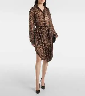 JACQUES WEI Leopard-print Chiffon Midi Skirt