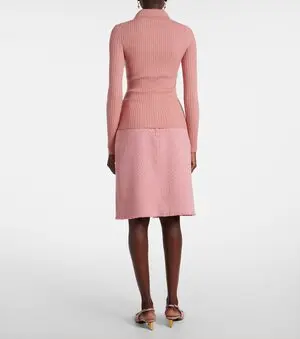 Dolce & Gabbana Ribbed-knit Wool-blend Polo Sweater - Pink