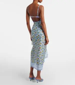 Dolce & Gabbana Floral Cotton Beach Cover-up - Blue