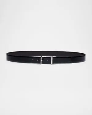 Santoni Smooth Leather Reversible Belt - Black Tan