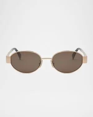 Celine Celine Triomphe Metal Oval Sunglasses Srgldbrn