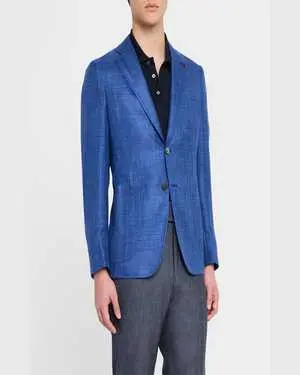 Isaia Apos;s Textured Wool-blend Blazer