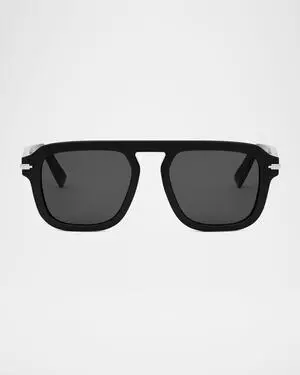 Dior DIOR DiorBlackSuit S15I Rectangle Sunglasses Shiny Black Smoke
