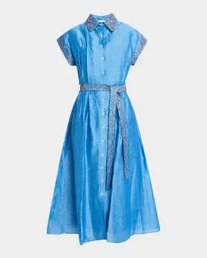 LA FUORI La Fuori Geo Midi Shirtdress - Cerulean