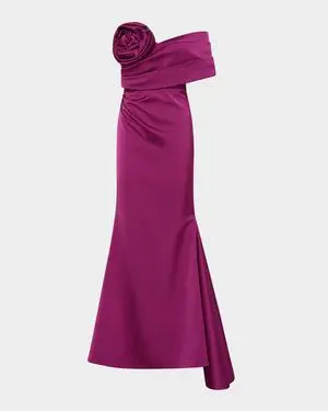 Rachel Gilbert Rachel Gilbert Edan Rosette Trumpet Gown - Magenta