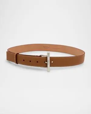 Alexander McQueen McQueen Sling Leather Belt With Crossbar Buckle 2116 Pecan Silver