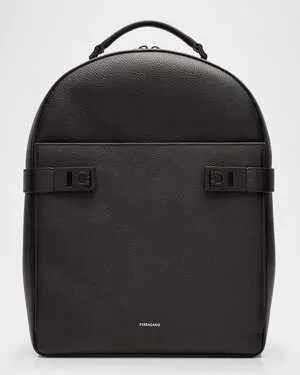 FERRAGAMO Twins Leather Backpack - Nero