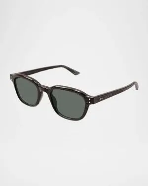 Gucci Square Frame Sunglasses - Shiny Micro Pattern Dark Coffee