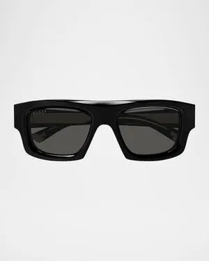 Gucci Acetate Rectangle Sunglasses - Shiny Black