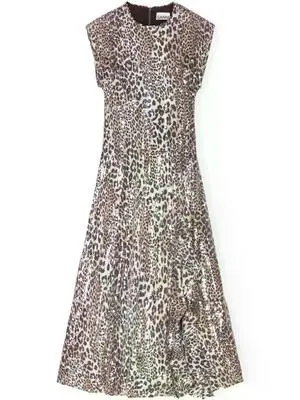 GANNI Leopard-print Midi Dress