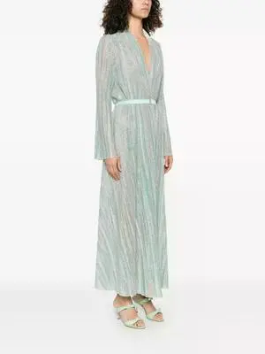 FORTE_FORTE Lurex Midi Wrap Dress - Blue