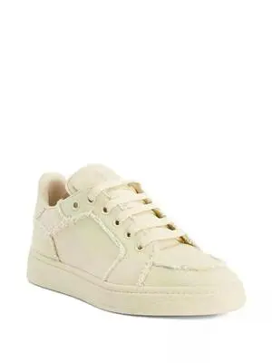 GIUSEPPE ZANOTTI Frayed Detail Lace-up Sneakers - Neutrals