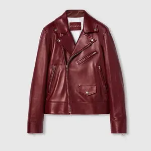 Gucci Leather Biker Jacket - Bordeaux