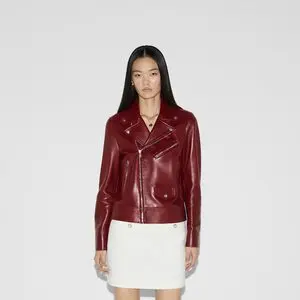 Gucci Leather Biker Jacket - Bordeaux
