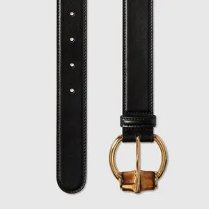 Gucci Belt With Bamboo Detail Buckle - Black | Editorialist display picture 3