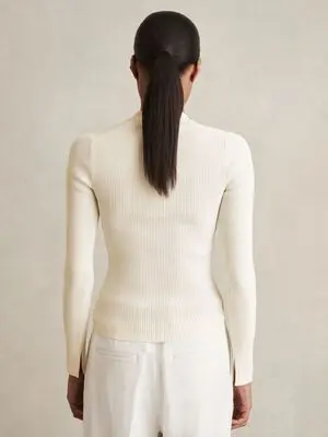 REISS Lauri Craft-stitch Rib-knit Top - Ivory