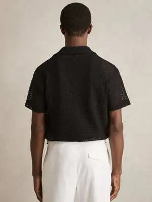 REISS Sterling Crochet Cuban-collar Shirt