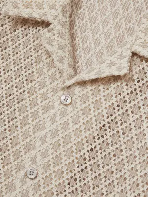 REISS Sterling Crochet Cuban-collar Shirt