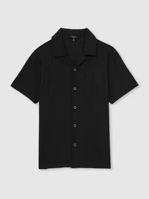 REISS Warwick Textured-knit Cuban-collar Shirt