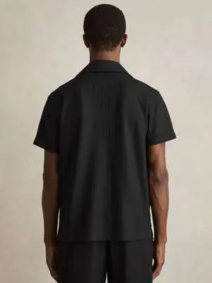 REISS Warwick Textured-knit Cuban-collar Shirt