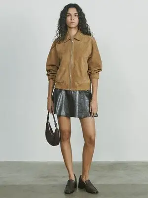 REISS Gia Suede Bomber Jacket