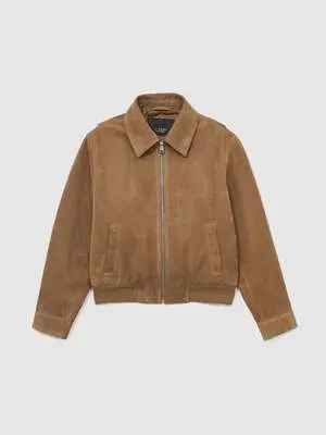 REISS Gia Suede Bomber Jacket