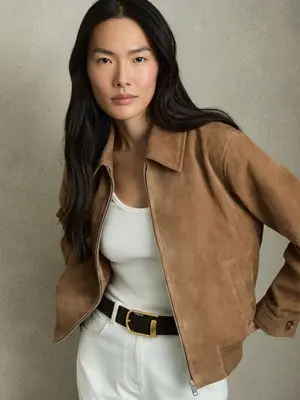 REISS Gia Suede Bomber Jacket