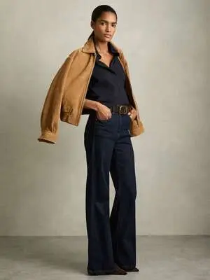 REISS Gia Suede Bomber Jacket
