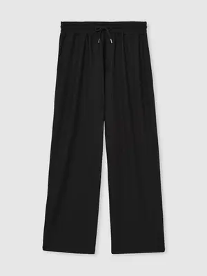 REISS Rowden Textured-knit Tapered Trousers - Black