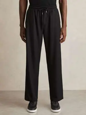 REISS Rowden Textured-knit Tapered Trousers - Black