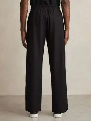 REISS Rowden Textured-knit Tapered Trousers - Black