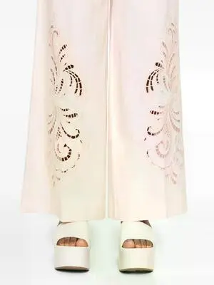 TWINSET Wide Leg Trousers With Floral Embroidery