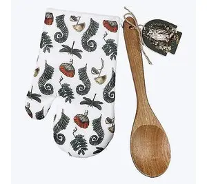 YOUNG'S INC. Young's 2-pc Fabric Mushroom Oven Mitt & Acacia Wood Spoon Set - One-color