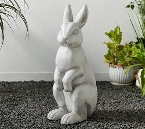 GLITZHOME 23' Concrette Finish Rabbit Garden St Atue - One-color