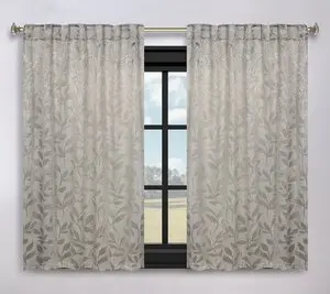 SUPERIOR Leaves Room Darkening Curtains With Ba Ck Tabs, 52x63 - One-color