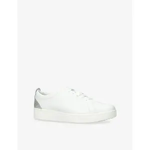 Fitflop Rally Crystal-embellished Leather Low-top Trainers - Silver Com