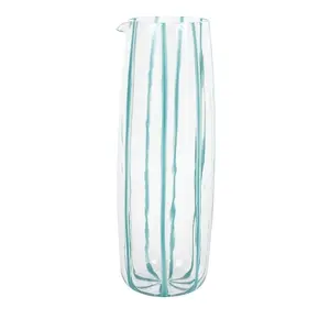 VIETRI Nuovo Stripe Pitcher - Teal