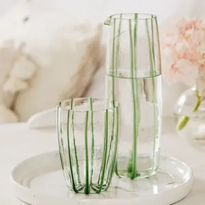 VIETRI Nuovo Stripe Pitcher - Green
