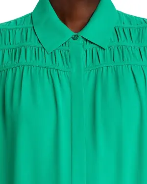 T Tahari Long Sleeve Button Down Blouse - Green Wave