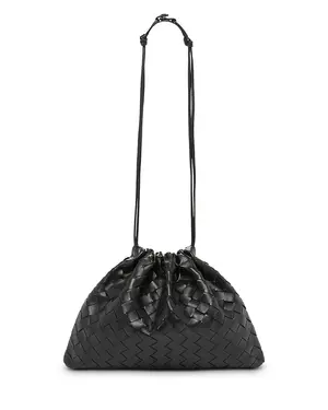Bottega Veneta Intrecciato Leather Shoulder Bag - Black/gold
