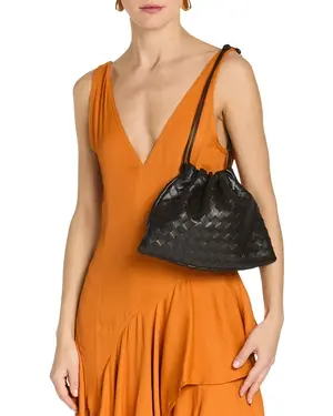 Bottega Veneta Intrecciato Leather Shoulder Bag - Fondant/gold