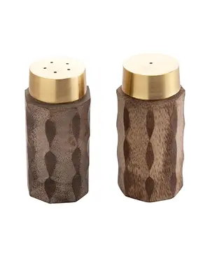 GAURI KOHLI Macello Salt & Pepper Shakers - Brown/shiny Gold