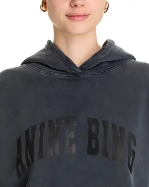 ANINE BING Harvey Hooded Sweatshirt - Washed Black