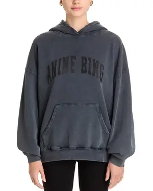 ANINE BING Harvey Hooded Sweatshirt - Washed Black