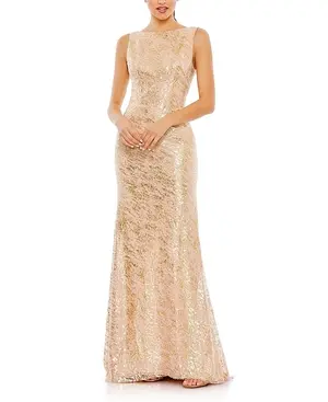 Sequined High Neck Evening Gowns